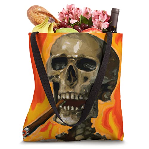 Vintage Van Gogh Style Skull Van Gogh Skeleton Head Tote Bag