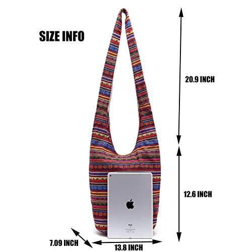 Humsato Ethnic Hippie Bag, Linen Boho Style Hobo Bags For Women, Hippie Shoulder Bags, Crossbody Bag, Boho Purse