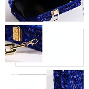 square Sequins Cocktail Wedding Engagement Handbag Evening Bag Purse Clutch Pouch7.09' x 3.94' x 1.97'(inch) (Blue)