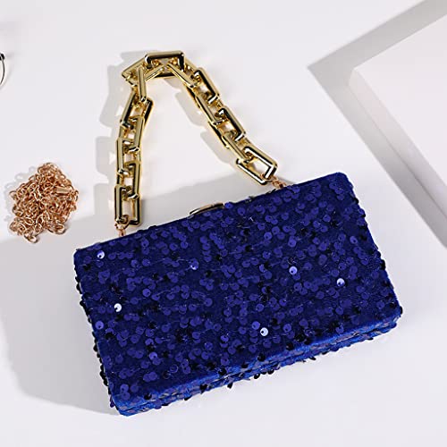 square Sequins Cocktail Wedding Engagement Handbag Evening Bag Purse Clutch Pouch7.09' x 3.94' x 1.97'(inch) (Blue)