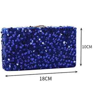 square Sequins Cocktail Wedding Engagement Handbag Evening Bag Purse Clutch Pouch7.09' x 3.94' x 1.97'(inch) (Blue)