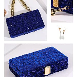 square Sequins Cocktail Wedding Engagement Handbag Evening Bag Purse Clutch Pouch7.09' x 3.94' x 1.97'(inch) (Blue)