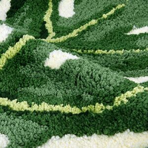 stitchworn Monstera Leaf Area Rug 3.3x2.2ft Tufted Washable Bath Mat Home Décor for Bedroom Bathroom Office Floor Plant Room