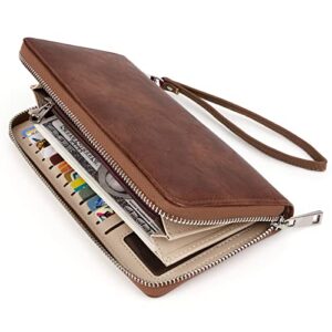 Uromee Wallet Women Vegan Leather Large Ladies Wristlet Purse Card Holder Organizer Clutch Zipper Pocket