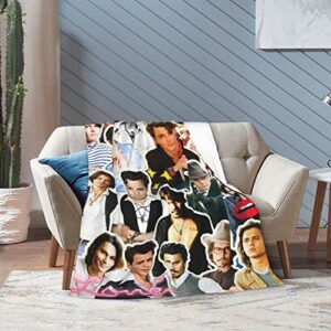 Blanket Johnny Depp Soft and Comfortable Warm Fleece Blanket for Sofa, Office Bed car Camp Couch Cozy Plush Throw Blankets Beach Blankets