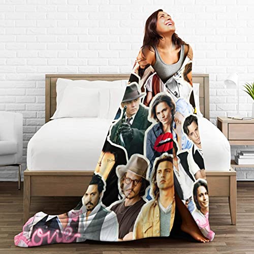 Blanket Johnny Depp Soft and Comfortable Warm Fleece Blanket for Sofa, Office Bed car Camp Couch Cozy Plush Throw Blankets Beach Blankets