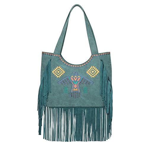 Montana West Western Vintage Aztec Collection Cowgirl Handbag Embroidered Fringe Thunderbird Purse and Crossbody, WG36-G8005TQ