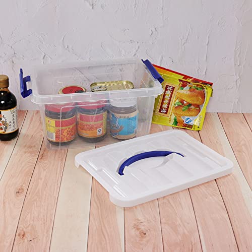 Bblina Small Plastic Storage Boxes, 6-pack Clear Boxes Totes with Lids, 6 Quarts