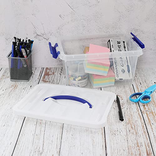 Bblina Small Plastic Storage Boxes, 6-pack Clear Boxes Totes with Lids, 6 Quarts