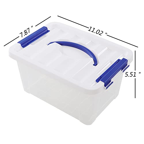 Bblina Small Plastic Storage Boxes, 6-pack Clear Boxes Totes with Lids, 6 Quarts