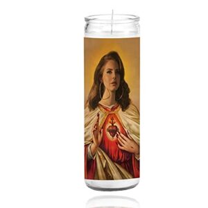 lana del rey candle – lana del rey merch, funny saint votive, pop culture celeb prayer candle,scented celebrity parody devotional prayer candles, celebrity novelty gifts for christmas