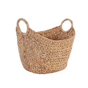 set of 2 large natural water hyacinth boat basket