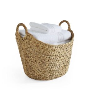 Set of 2 Large Natural Water Hyacinth Boat Basket