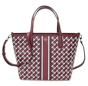 tory burch women’s geo logo mini top zip tote (crimson red)