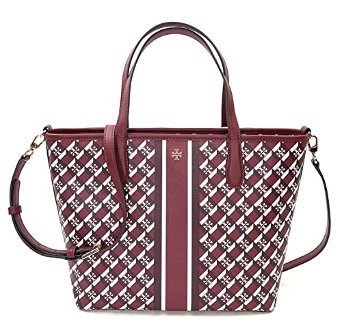 Tory Burch Women's Geo Logo Mini Top Zip Tote (Crimson Red)