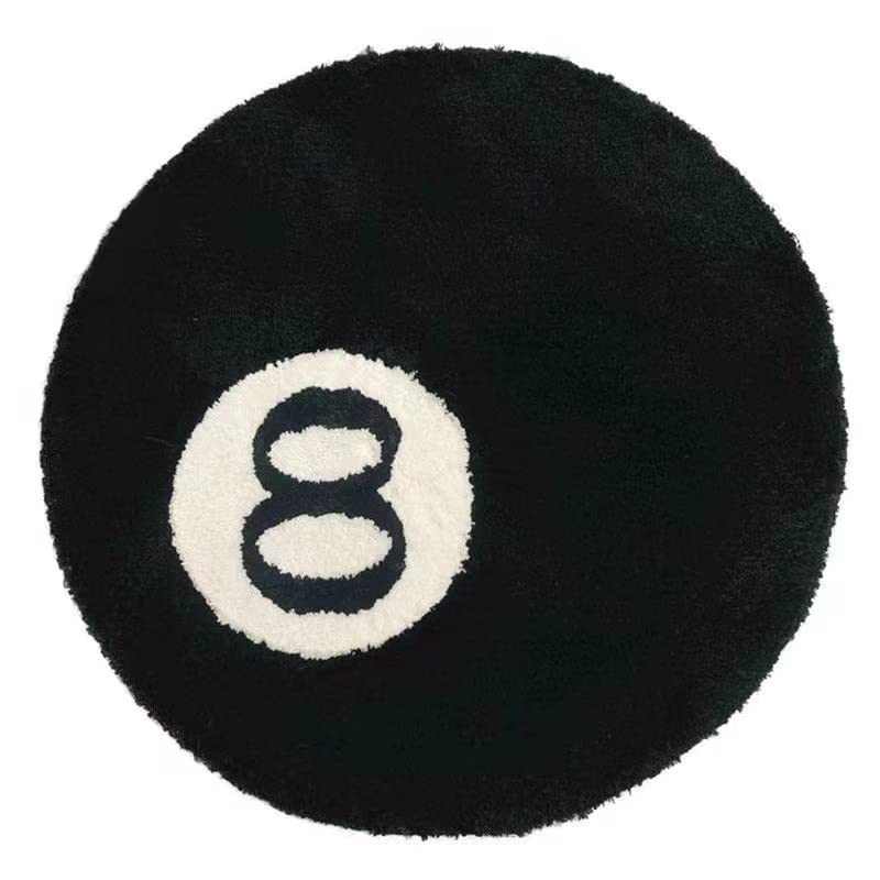 Black Area Rug, Billboard Pool Eight Ball Carpet, 8 Ball Rug, Alt Room Decor, Hypebeast Rug, Preppy Room Decor, Soft & Fluffy Black Rug Bedroom Decor (24 in.)