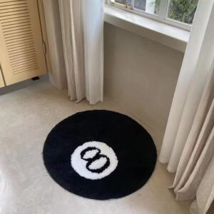 Black Area Rug, Billboard Pool Eight Ball Carpet, 8 Ball Rug, Alt Room Decor, Hypebeast Rug, Preppy Room Decor, Soft & Fluffy Black Rug Bedroom Decor (24 in.)