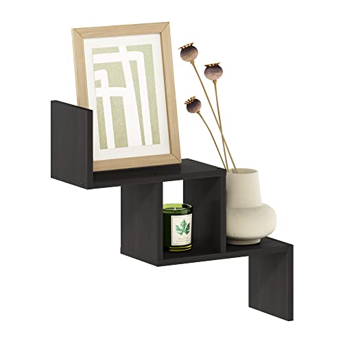 Furinno Rossi Wall Mount Floating Ladder Shelf, Espresso