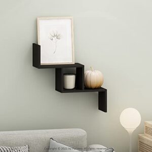 Furinno Rossi Wall Mount Floating Ladder Shelf, Espresso