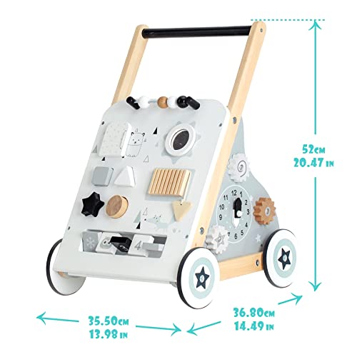 Wooden Baby Walker, Baby Push Walkers, Walker for Baby Boys and Girls, Baby Activity Center, Toddler Montessori Toys for 1+ Year Old, Kids Multi-Activity Learning Walker