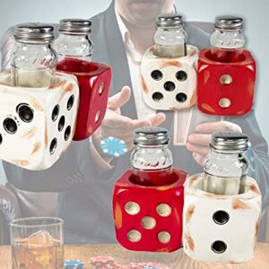 Urbalabs Gambler Poker Casino Dice Salt and Pepper Shaker Caddy Fun Gaming Kitchen Decorations Kitchen Ranch Decorations Rustic Cowboy Decor Hand Painted