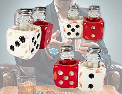 Urbalabs Gambler Poker Casino Dice Salt and Pepper Shaker Caddy Fun Gaming Kitchen Decorations Kitchen Ranch Decorations Rustic Cowboy Decor Hand Painted