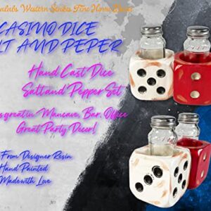 Urbalabs Gambler Poker Casino Dice Salt and Pepper Shaker Caddy Fun Gaming Kitchen Decorations Kitchen Ranch Decorations Rustic Cowboy Decor Hand Painted