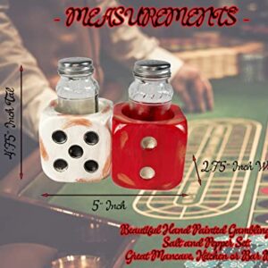 Urbalabs Gambler Poker Casino Dice Salt and Pepper Shaker Caddy Fun Gaming Kitchen Decorations Kitchen Ranch Decorations Rustic Cowboy Decor Hand Painted