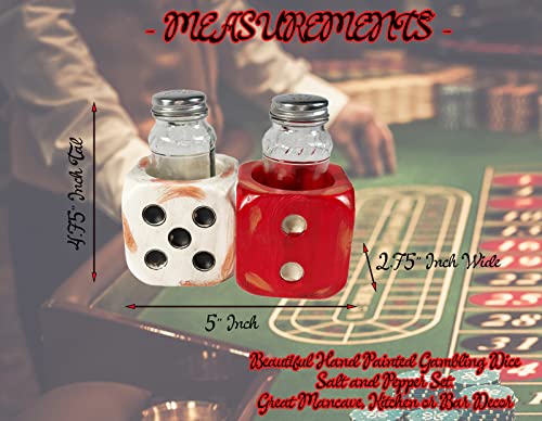 Urbalabs Gambler Poker Casino Dice Salt and Pepper Shaker Caddy Fun Gaming Kitchen Decorations Kitchen Ranch Decorations Rustic Cowboy Decor Hand Painted