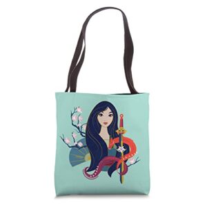 disney princess mulan and mushu modern art deco style tote bag