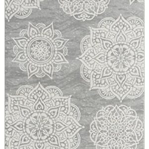 Dream Home | Farah Collection | Grey Medallion Polypropylene Indoor Area Rug, 3' x 5'