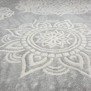 Dream Home | Farah Collection | Grey Medallion Polypropylene Indoor Area Rug, 3' x 5'