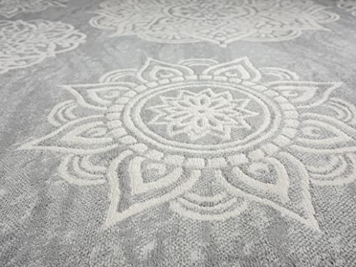 Dream Home | Farah Collection | Grey Medallion Polypropylene Indoor Area Rug, 3' x 5'