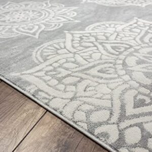 Dream Home | Farah Collection | Grey Medallion Polypropylene Indoor Area Rug, 3' x 5'