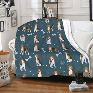 Cute Beagle Throw Blanket Soft Fuzzy Plush Blanket Lightweight Flannel Blankets for Couch Bed Living Room Adults Kids Teens Gifts All Seasons 50"X40"