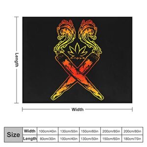 Crossed Smoking Weed Joints Spliffs Flannel Fleece Throw Blanket Soft Warm Lightweight Fuzzy Plush Blankets for Bed Couch Sofa 70"x80"