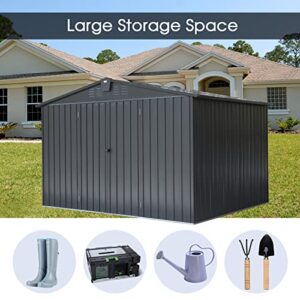 Domi Outdoor Storage Shed 10' x 8', Metal Steel Utility Tool Shed Storage House with Double Lockable Doors & Air Vents for Backyard Patio Garden Lawn