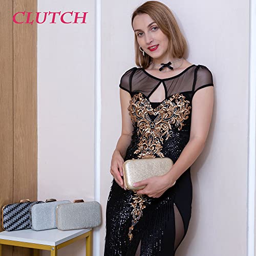 BENCOMOM Gold Clutch Purses For Women Evening,Wedding Party Bridal Prom Gold Clutch Bag Crossbody shoulder Evening Clutch (GOLD A)