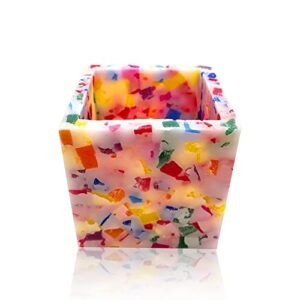 handmade candle – paraffin wax cube candle with candle cup inside – unique home decor ideal for centerpiece, living room, and bedroom (multi-colored)