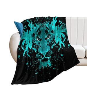 anger tiger flannel fleece throw blanket soft warm lightweight fuzzy plush blankets for bed couch sofa 70″x80″