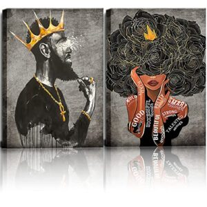 framed african american wall art black king and queen men women girl canvas wall art painting picture artwork inspirational afro poster wall art decor for living room bedroom office home decoration