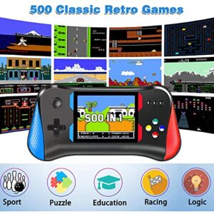 Handheld Game Console for Kids Adults, 3.5'' LCD Screen Retro Handheld Video Game Console, Preloaded 500 Classic Retro Video Games with Rechargeable Battery, Support 2 Players and TV Connection