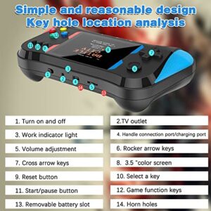 Handheld Game Console for Kids Adults, 3.5'' LCD Screen Retro Handheld Video Game Console, Preloaded 500 Classic Retro Video Games with Rechargeable Battery, Support 2 Players and TV Connection