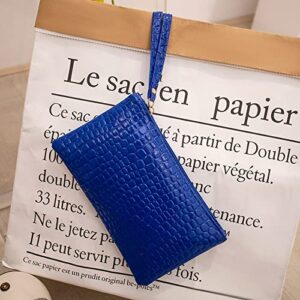 SuanlaTDS 2023 Bag Fashion Women Artificial Leather Solid Color Underarm Envelope Bag Purse Clutch (Blue, One Size)