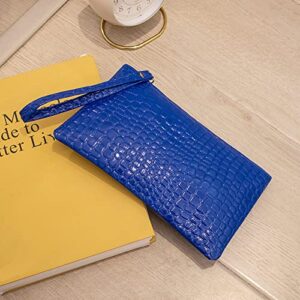 SuanlaTDS 2023 Bag Fashion Women Artificial Leather Solid Color Underarm Envelope Bag Purse Clutch (Blue, One Size)