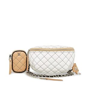 steve madden possess quilted convertible crossbody, tan/black