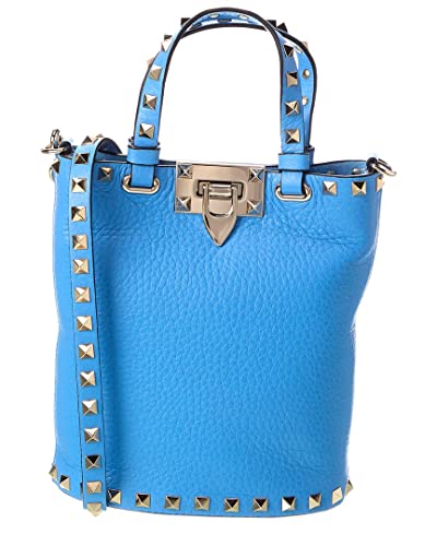 Valentino Rockstud Grainy Leather Crossbody, Blue