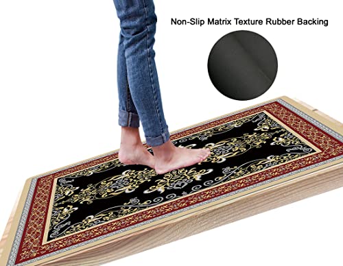 Cosilyt 1/10" Ultra Thin Extra Large 3×5 Feet and 24"×35" Front Door Mat Indoor Entryway Area Rug for Inside Entry, Waterproof Non Slip Washable Rubber Interior Door Mats Entrance Home, Boho Red