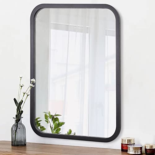 AOAOPQ Black Rustic Wall Mirror Wood Rectangle Frame Decorative Small Wooden Mirror 16"x20" Entryway Hanging Mirror for Home Farmhouse Bathroom Bedroom