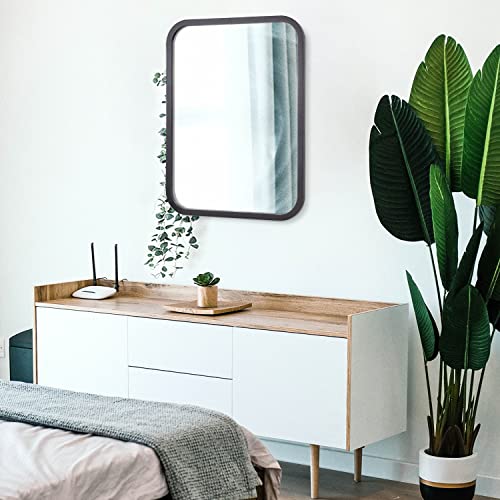 AOAOPQ Black Rustic Wall Mirror Wood Rectangle Frame Decorative Small Wooden Mirror 16"x20" Entryway Hanging Mirror for Home Farmhouse Bathroom Bedroom